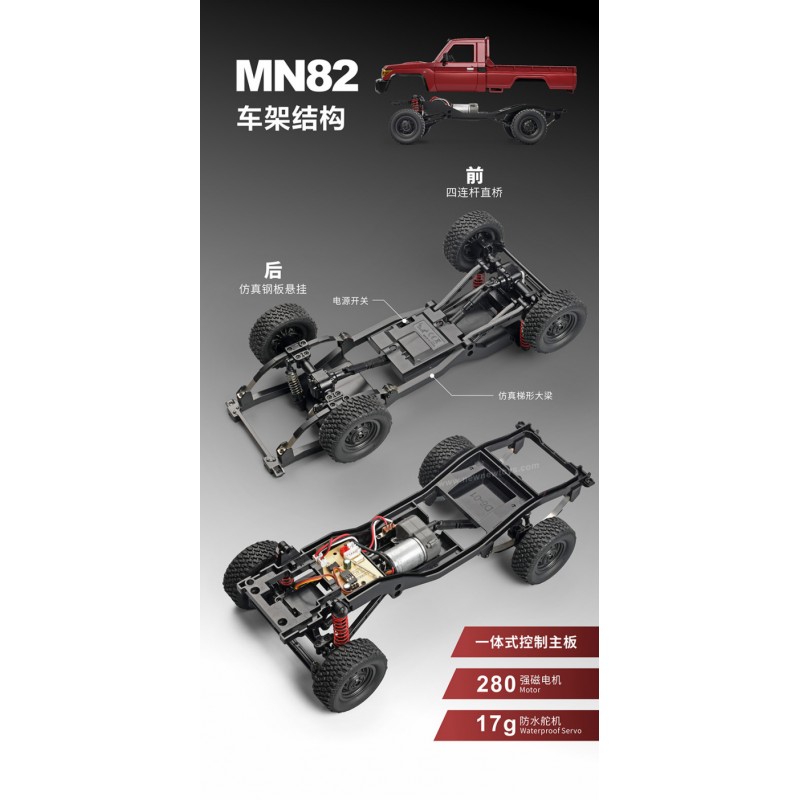 MN Model MN-82 RC Car, 1/12 5.4G 4WD RC Crawler